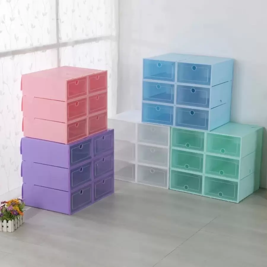 12 Stackable Shoe Rack Boxes Assorted Colors Shoe Closet | SHEIN USA