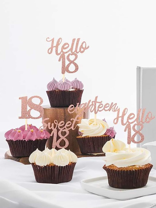 12pcs 18th Birthday Cupcake Toppers Sweet 18 Cake Toppers Hello 18 ...