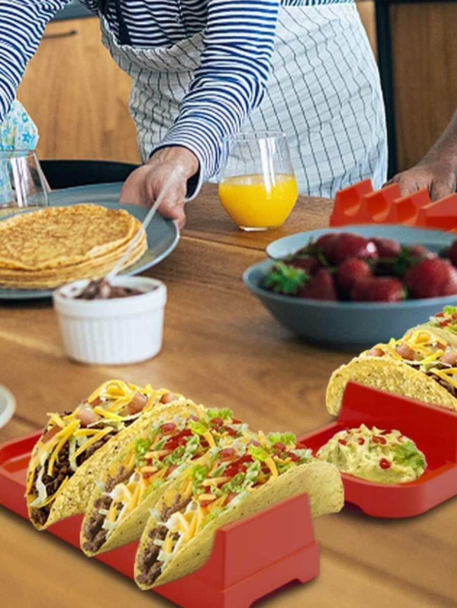 Taco Holders Set of 4,Taco Plates with Dividers for Taco Night Party ...