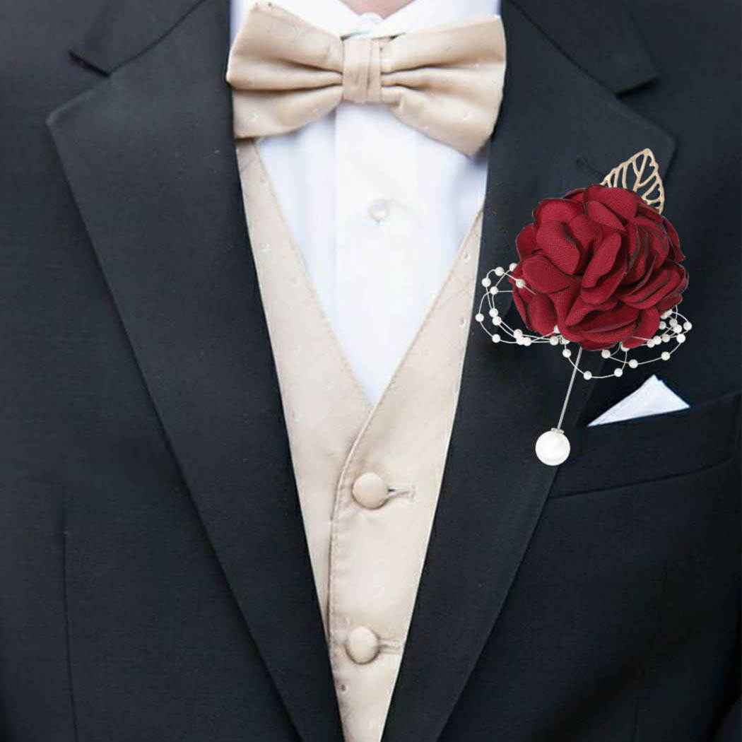 Unicra Wedding Satin Flower Boutonniere White Groom Rose Buttonholes ...