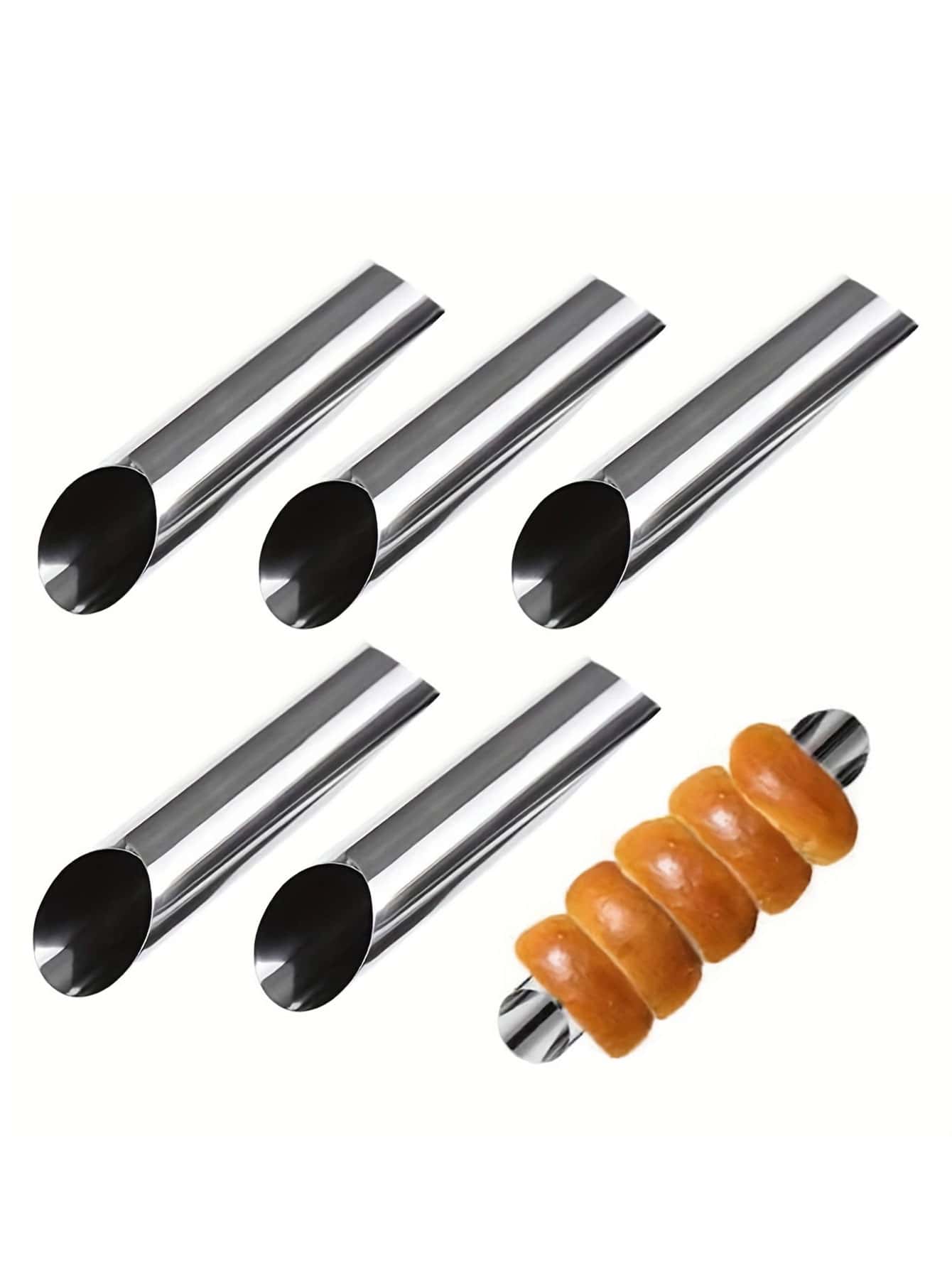 5pcs Stainless Steel Cone Shaped Pastry Molding Forms For Spiral Bread ...