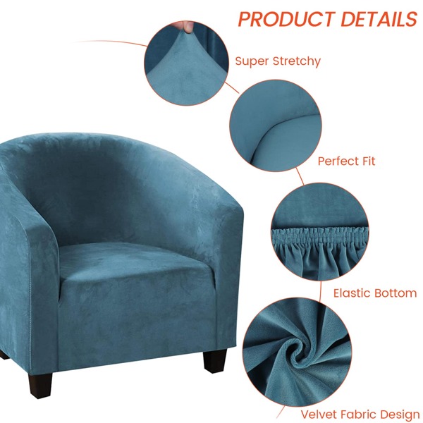 MIFXIN Tub Chair Slipcover Velvet Club Chair Covers Spandex Elastic ...