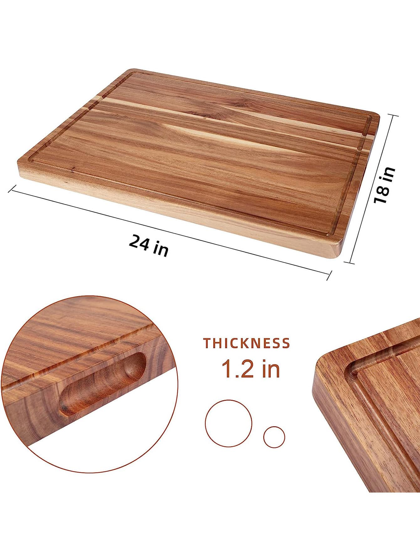 Extra Large Wood Cutting Boards for Kitchen 24 x 18 Inch, Large Wooden Cutting Board with Juice ...