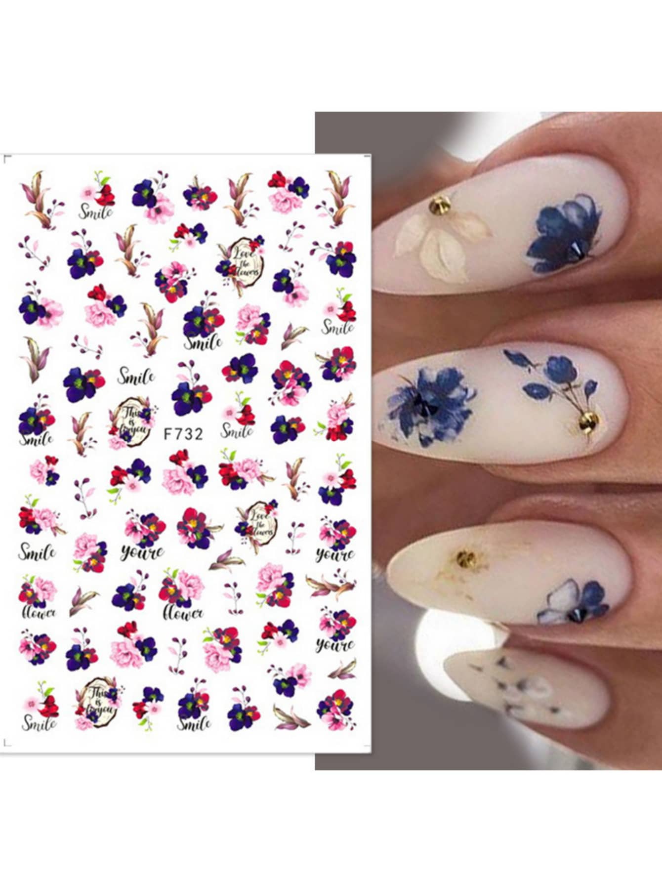 Flexible English Cursive Nail Stickers, Classic Black And White ...