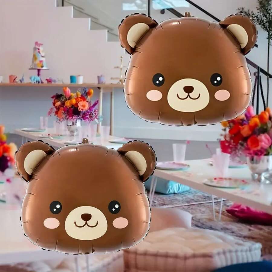 Bear Head Balloon, Brown Bear Foil Balloon For Jungle Animal Farm Zoo ...