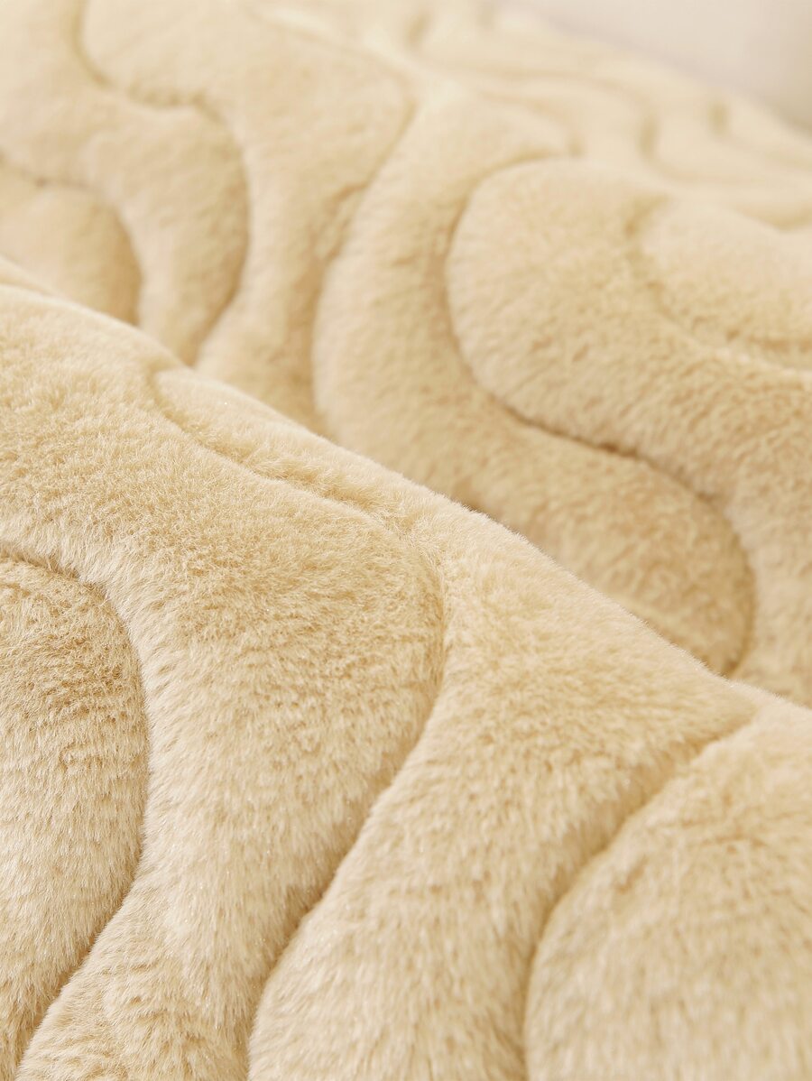 1pc Wave-shaped Beige Fluffy Rug, Minimalist Style Soft & Warm Living ...