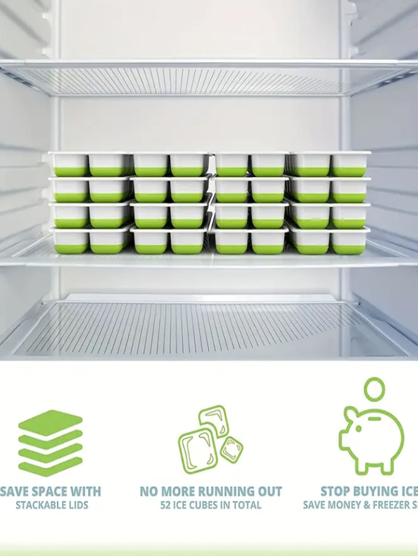 14-Grid Square Ice Cube Trays With Lid, Silicone Ice Cube Mold With ...