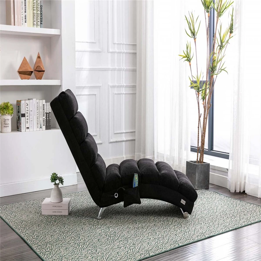 Linen Chaise Lounge Indoor Chair Modern Long Lounger for Office or ...