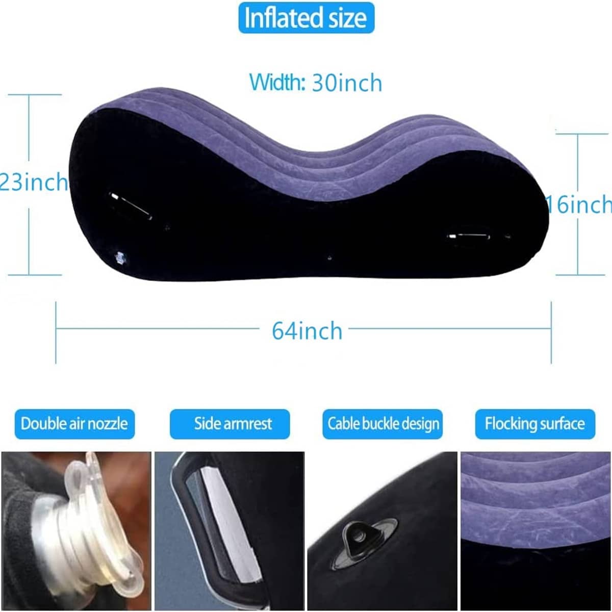 Inflatable So'fa Wedge Pillow Climax Magic aid Position for Deeper Position Support PVC Flocking ...