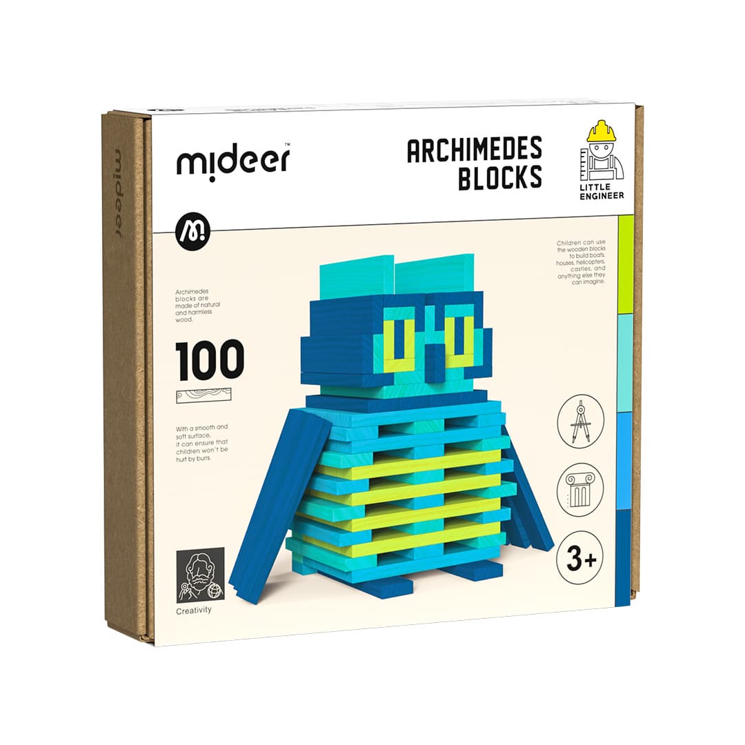 Wooden Building Archimedes Blocks for Toddlers 3+, Cool Color, Water ...