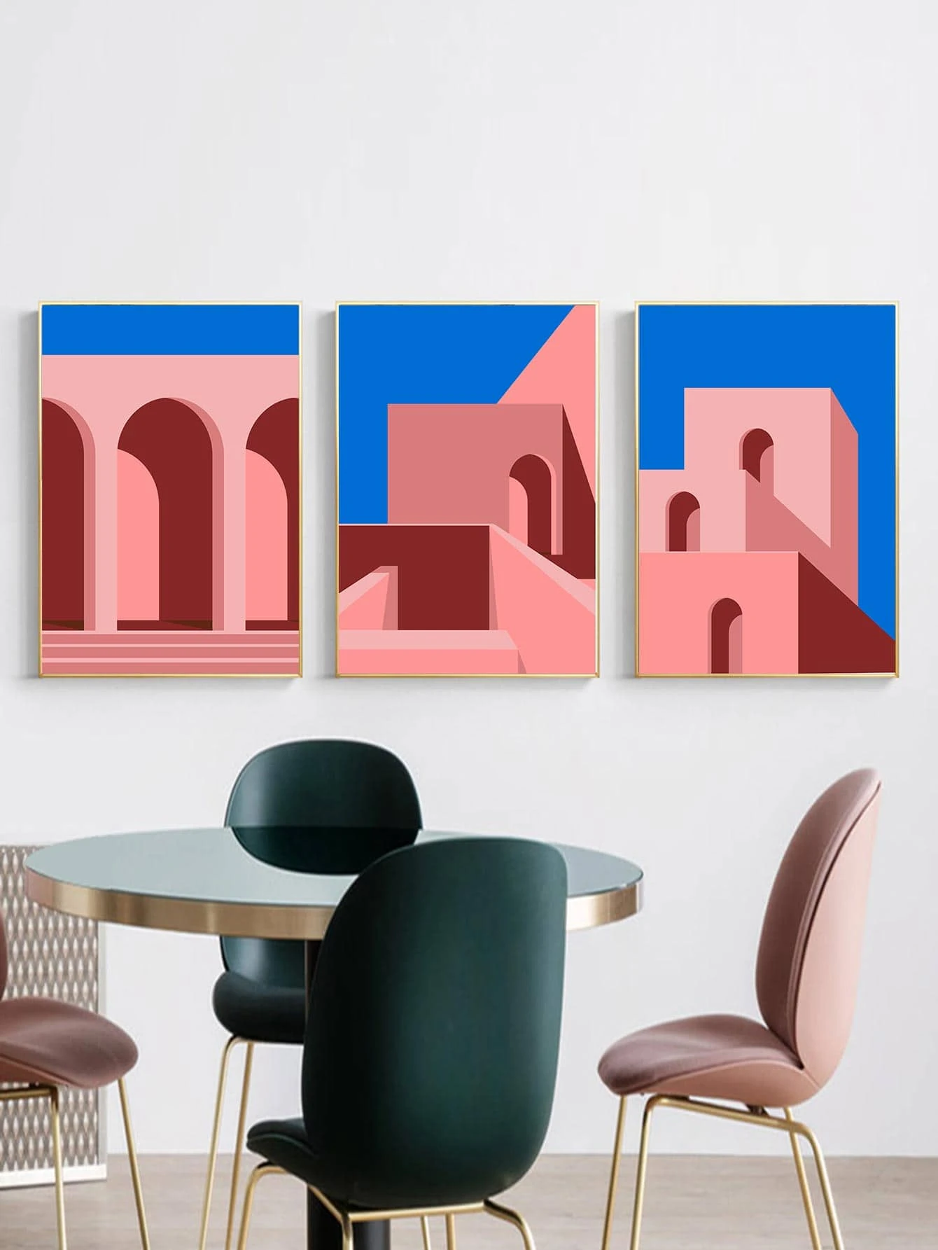 Set Of 3 Abstract Minimalist Architecture Posters | SHEIN USA