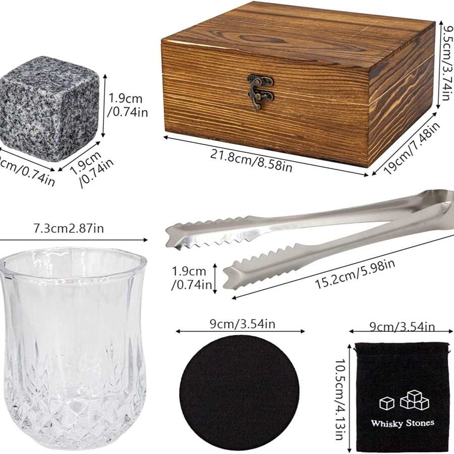 Whiskey Stones T Set With Wooden Box Whiskey Glass Set Of 2 Granite