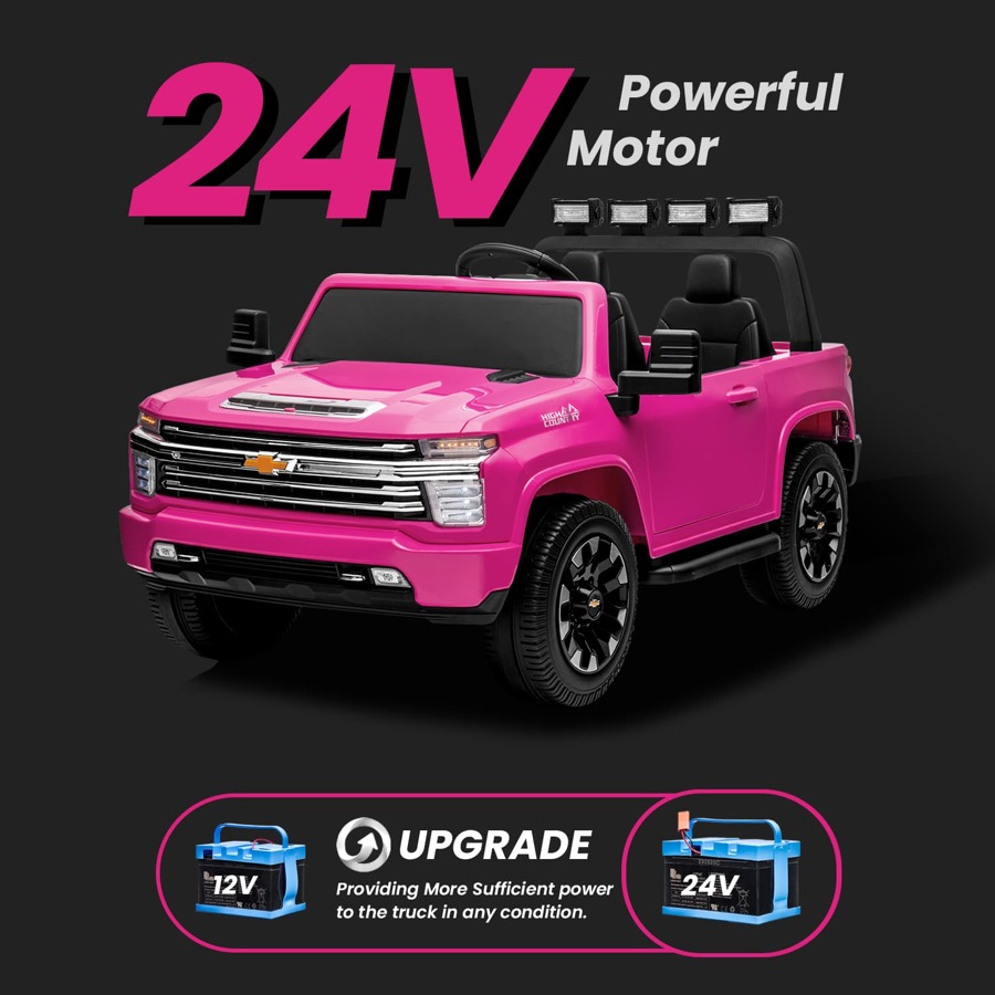 24V Ride on Car for Kids,Licensed Silverado HD 2 Seater Electric Car ...