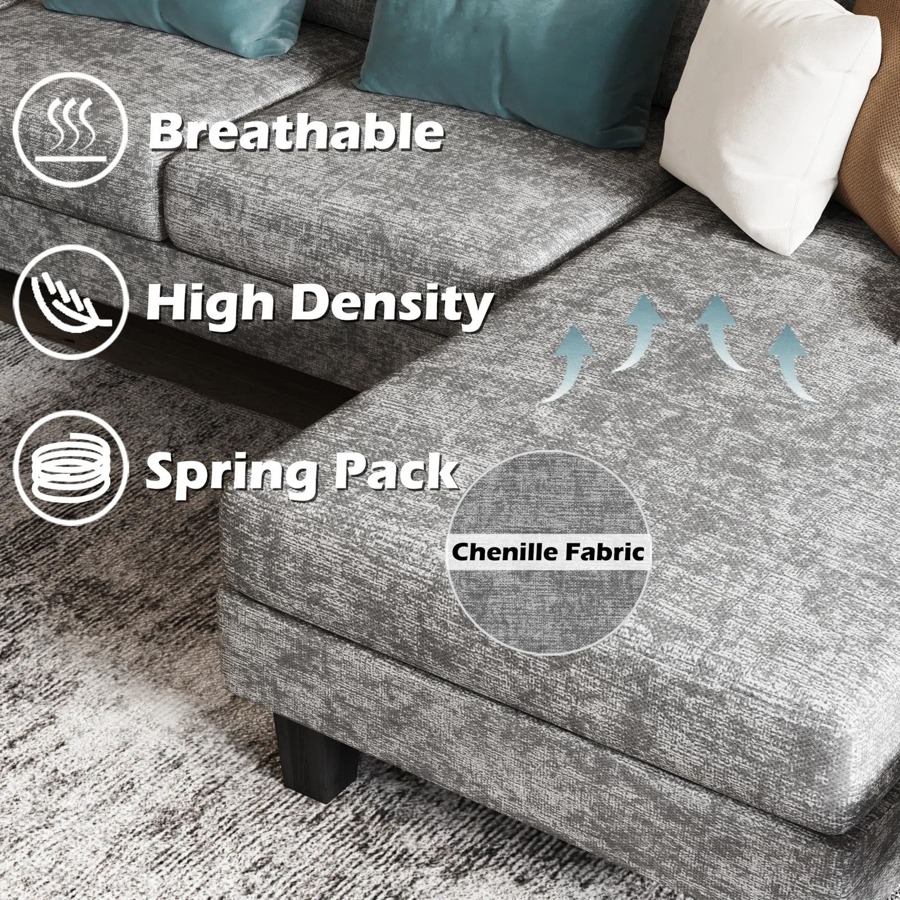 Furmax Modern U-Shape Sectional Sofa, Chenille Fabric Modular Couch ...