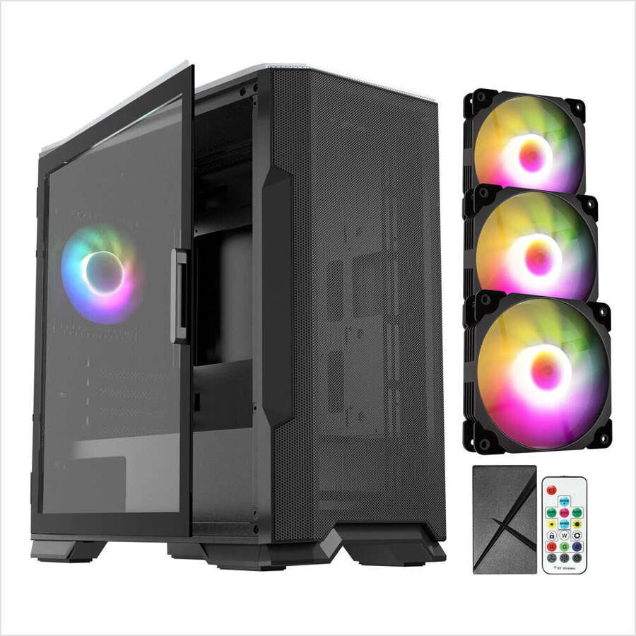 Vetroo M03 Micro ATX Gaming PC Case Compact Computer Case w/ 3x 120mm ...