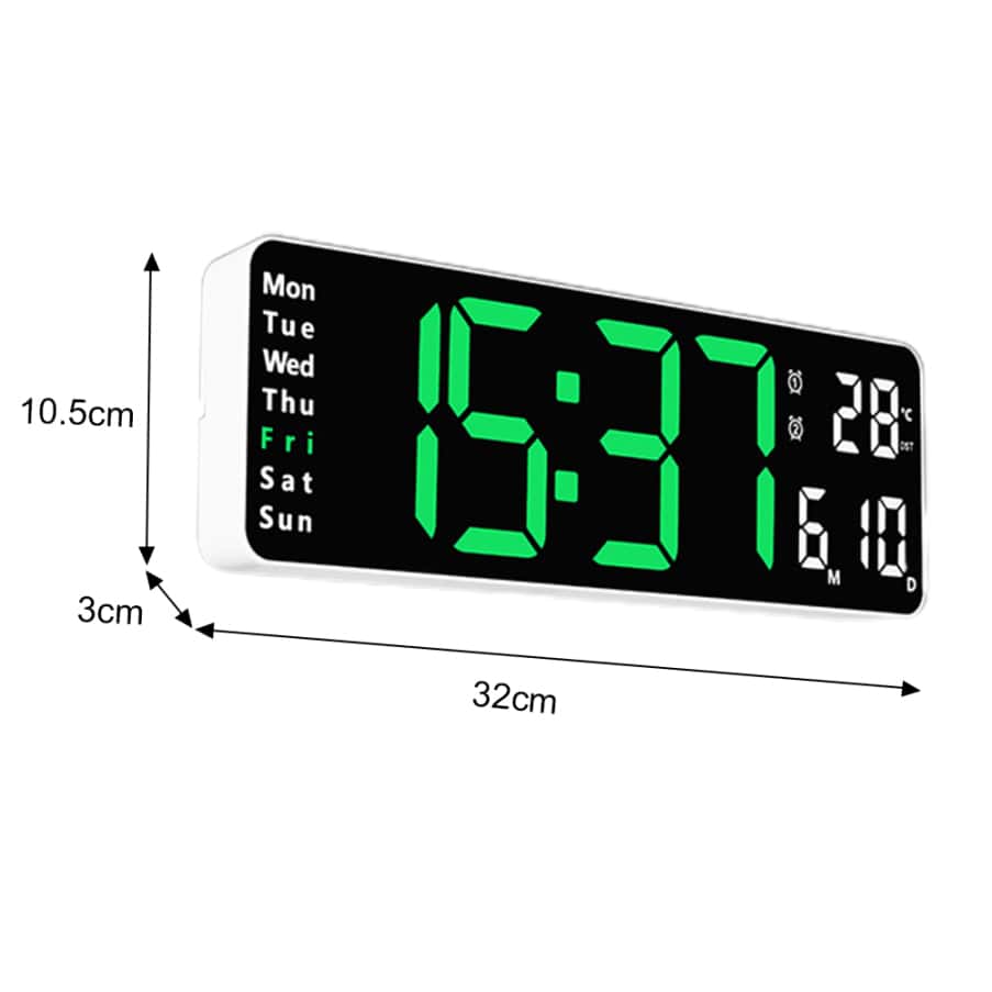 13-inch Led Digital Alarm Clock Time Date Temperature Week Display Wall ...