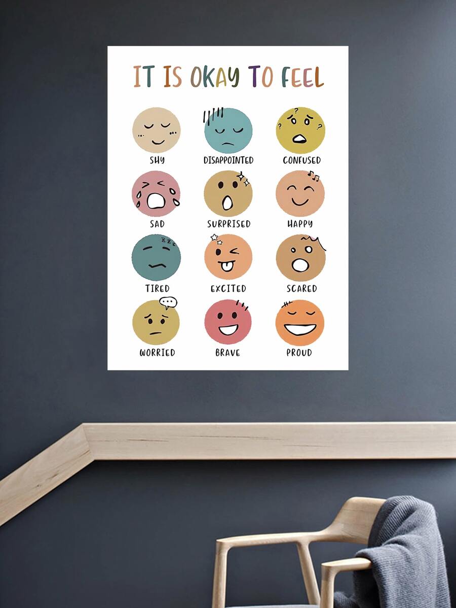 1pc Abstract Expression And Emotion Pvc Waterproof Self-adhesive Wall ...