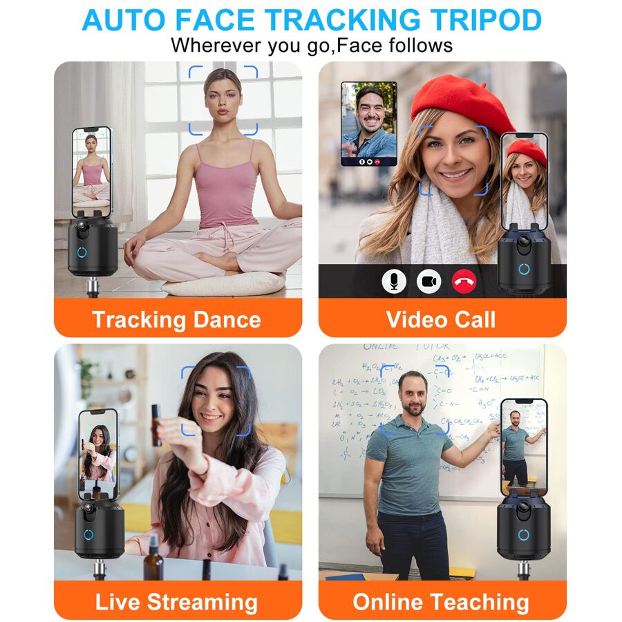 FORKODA Auto Face Tracking Tripod 360° Rotation, No App Required, Body ...