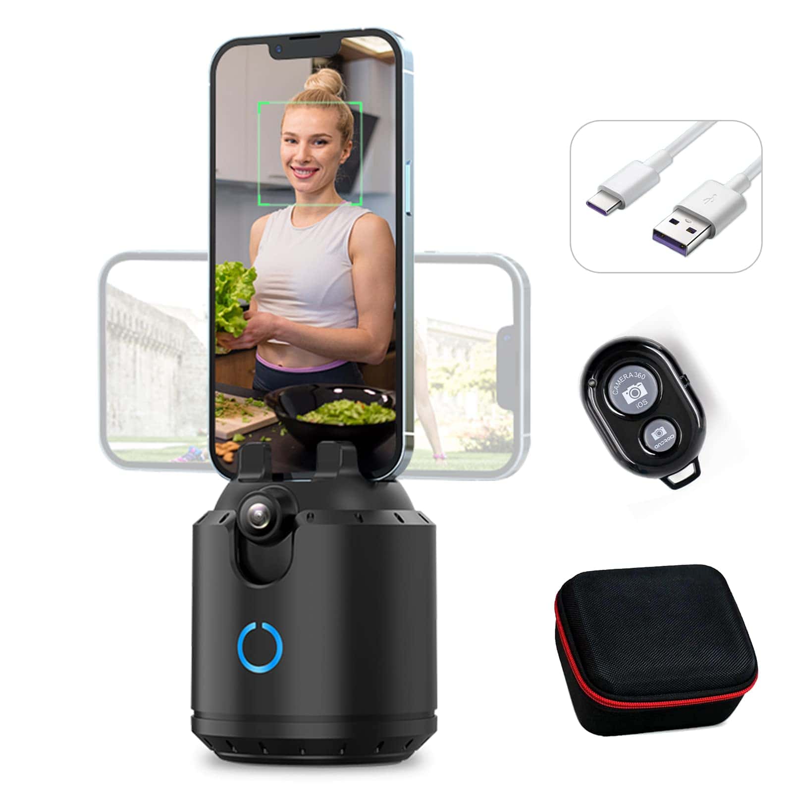 FORKODA Auto Face Tracking Tripod 360° Rotation, No App Required, Body ...