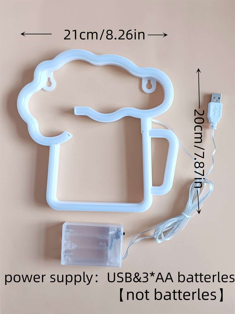 1pc Beer Cup Foam Neon Light Neon Sign For Room Decoration, Bar ...