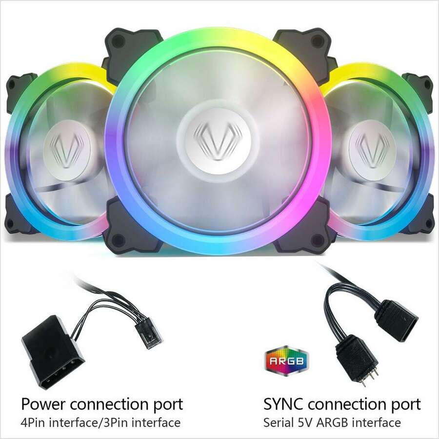 3 Pack Kits 120mm Addressable ARGB Computer Case Fan 3 Pin/4Pin ...