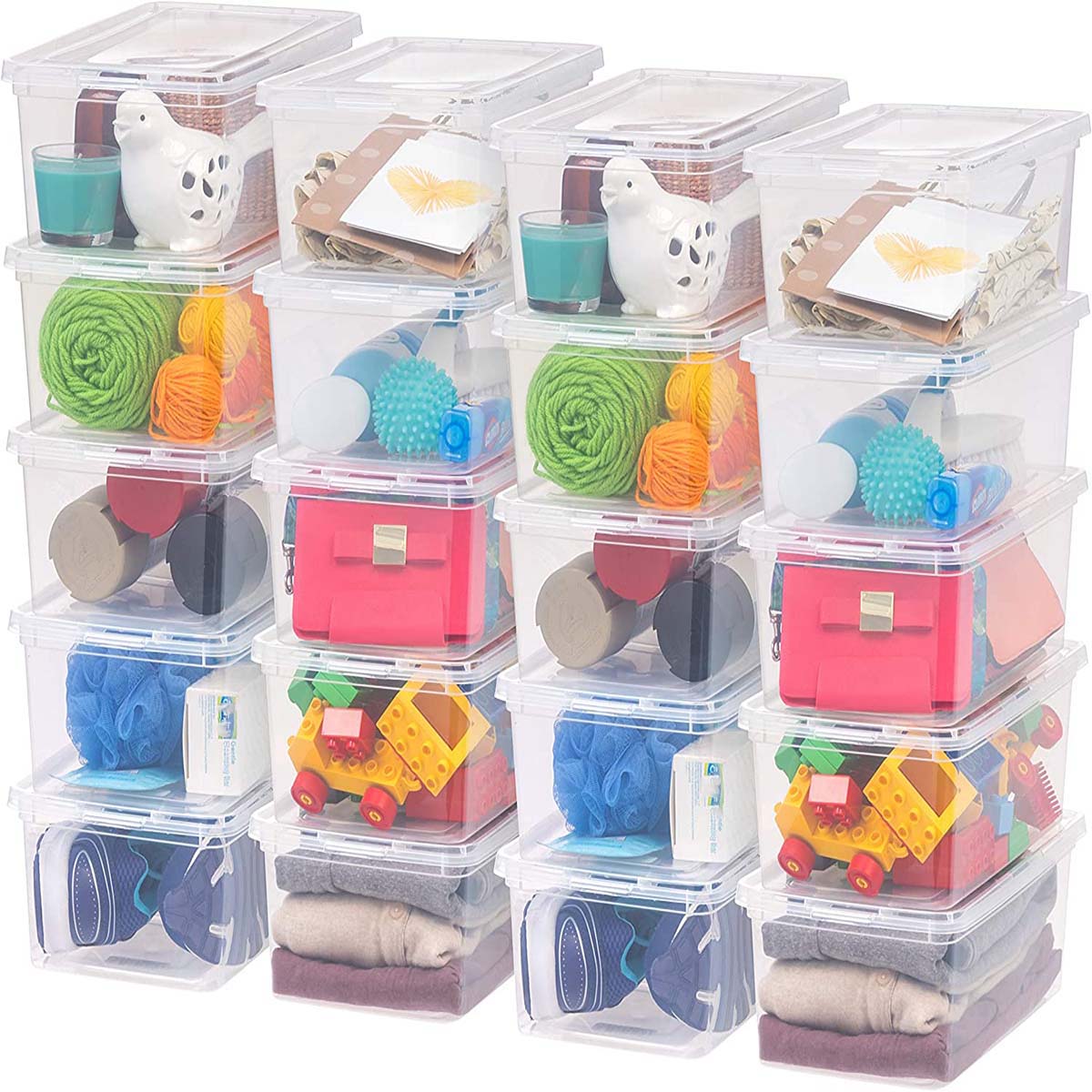 Plastic Storage Container Bin with Latching Lid, 20 Pack, Stackable ...