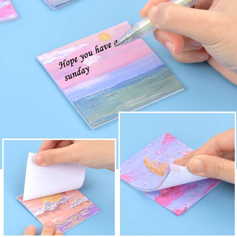 160 Sheets 3 x 3 inch Sticky Notes, Assorted Sun Moon Oil Painting Self ...