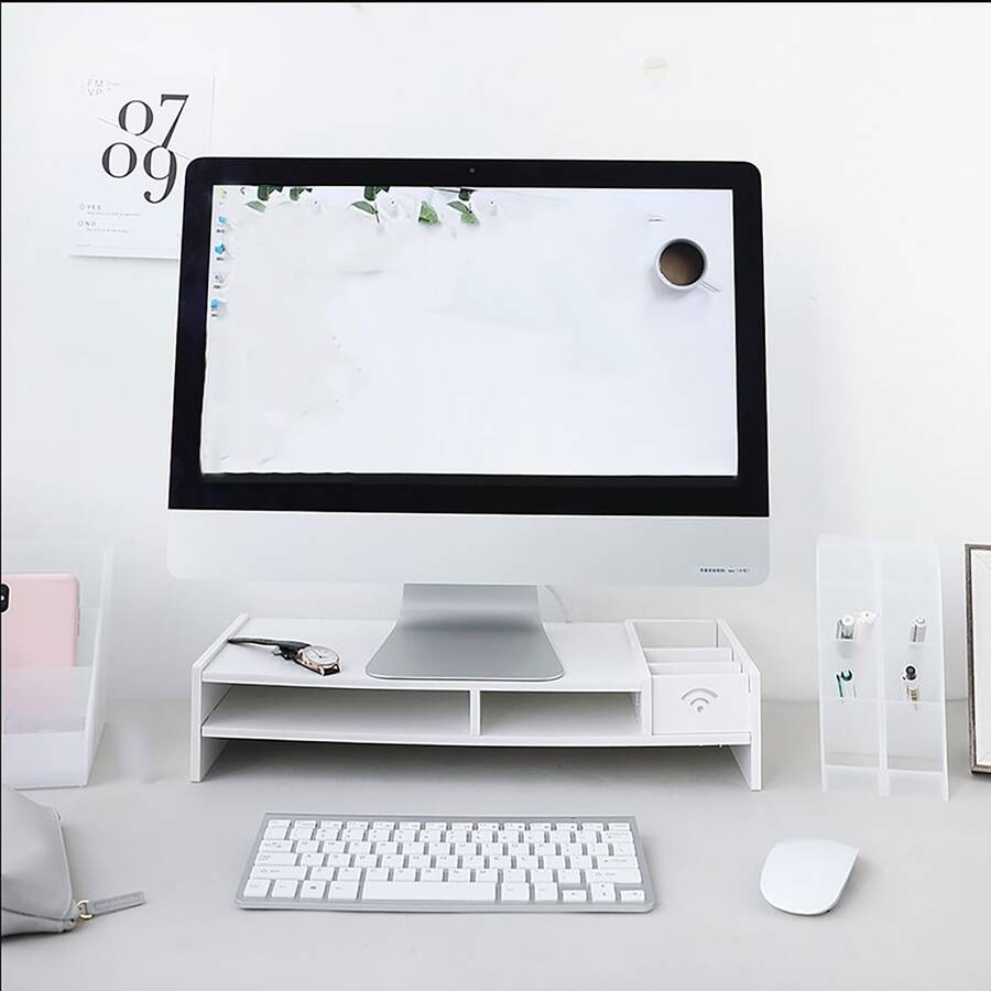 1pc Desktop Organizer Stand, Computer Monitor Riser, Office Desk ...