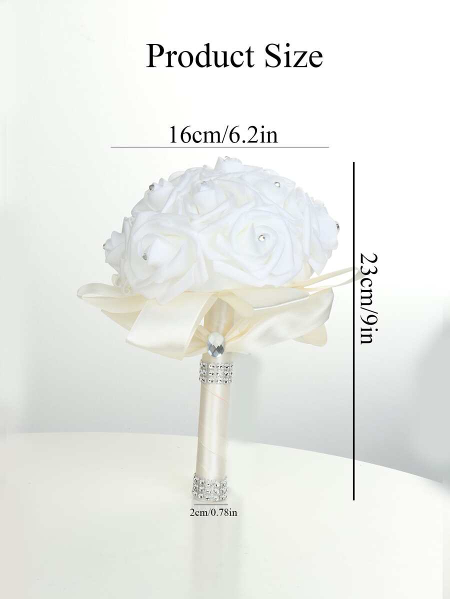1pc-Champagne rose bridesmaid wedding foam flowers rose bridal bouquet ...