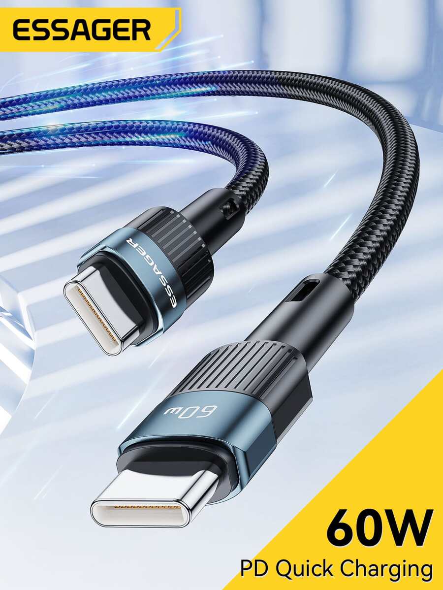 Essager 60W Type C To Type C Cable 60W PD Fast Charging Charger USB C To USB C Wire Cord For ...