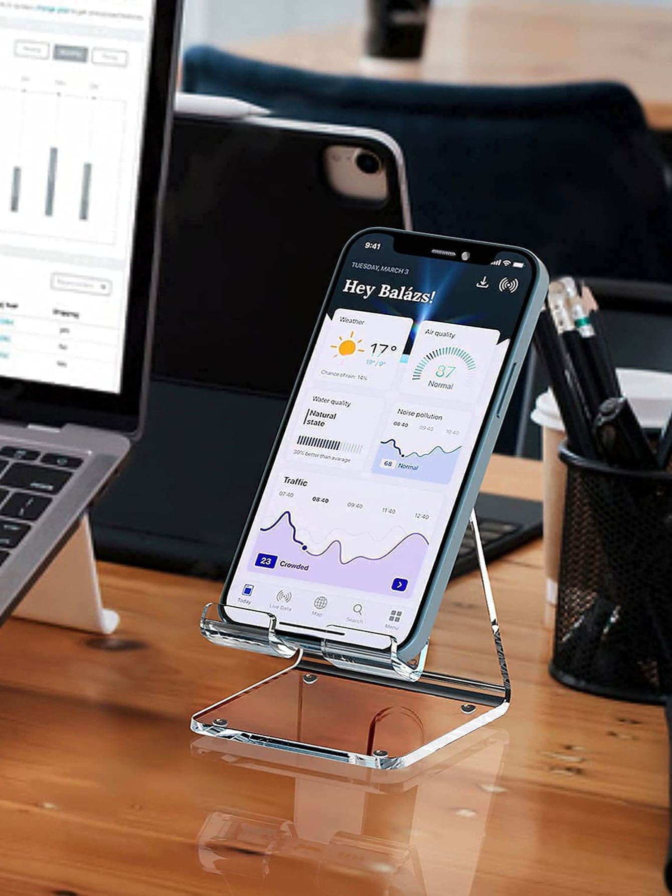 1pc Acrylic Telephone Stand For Home Office, Pc Monitor Riser ...