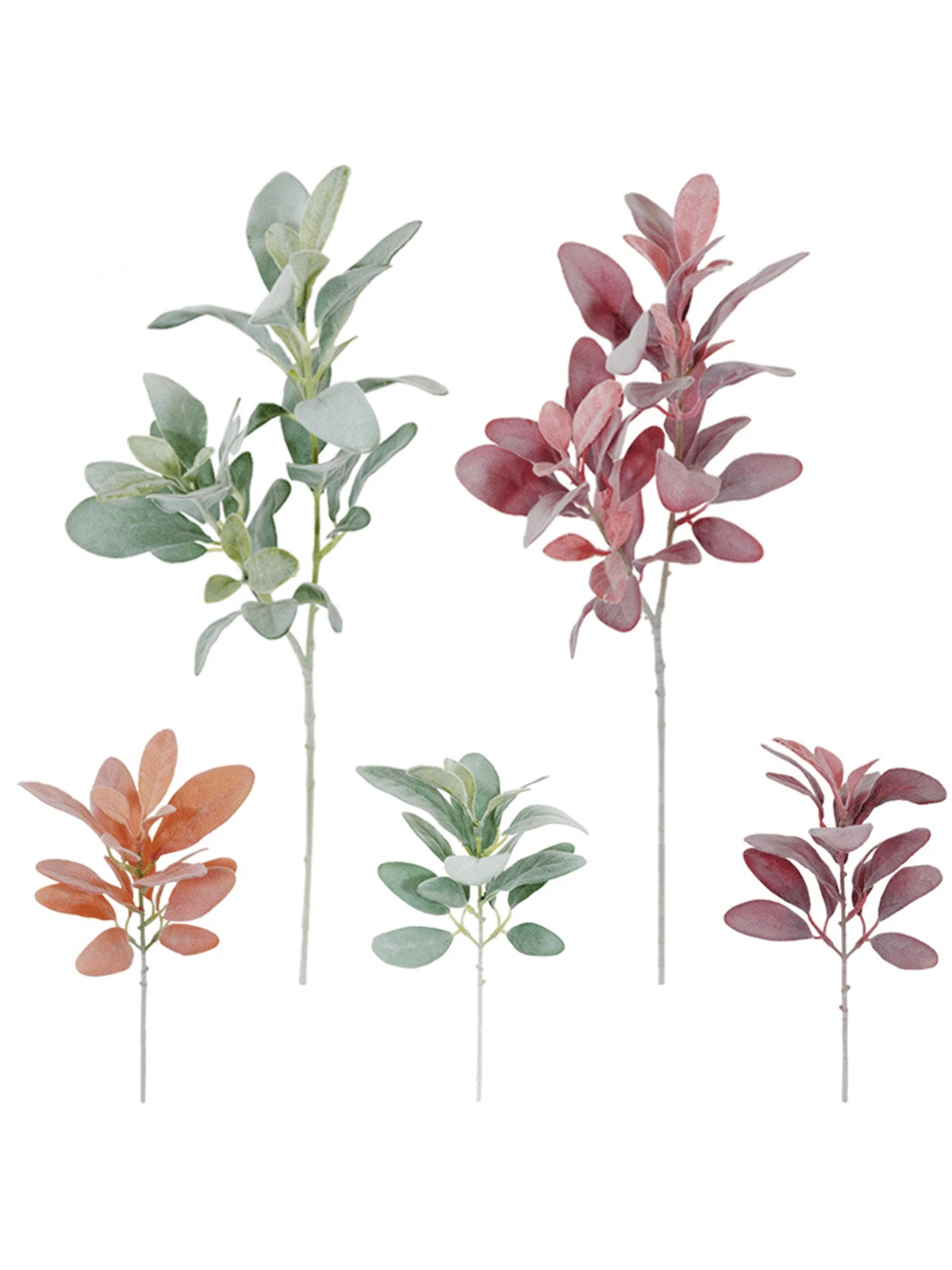 3 Pcs Artificial Flocked Lambs Ear Leaves Dusty Miller Stems Flocked ...