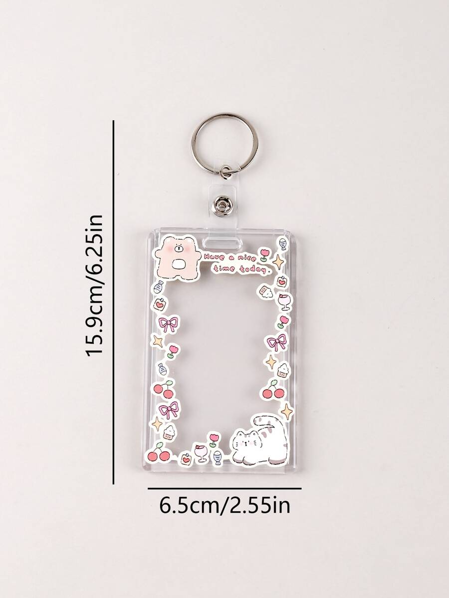 1pc Card Sleeve + 1pc Keychain, Clear Creative Acrylic Card Protector ...