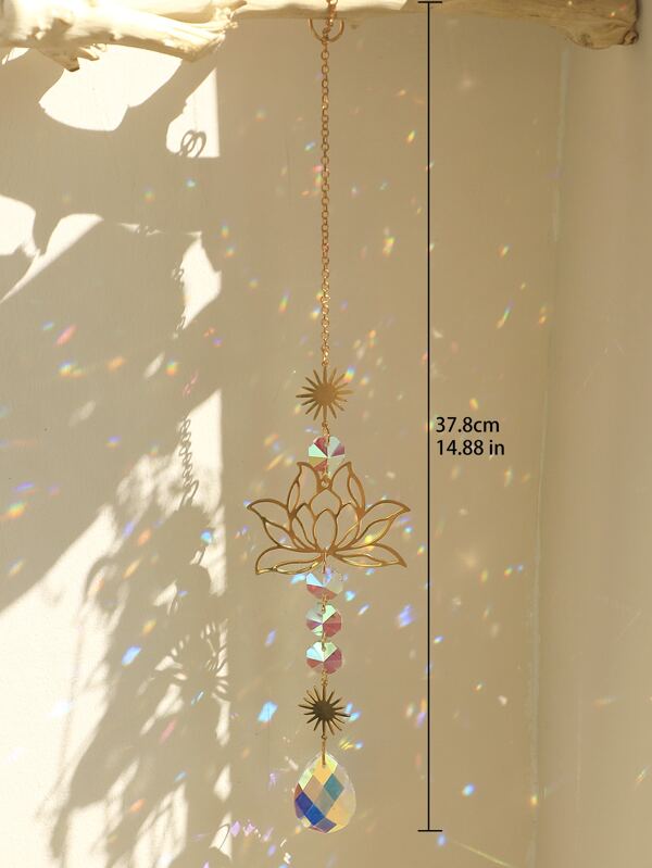 1Pc Lotus Window Crystal Suncatcher Stained Glass Hanging Car Charm ...