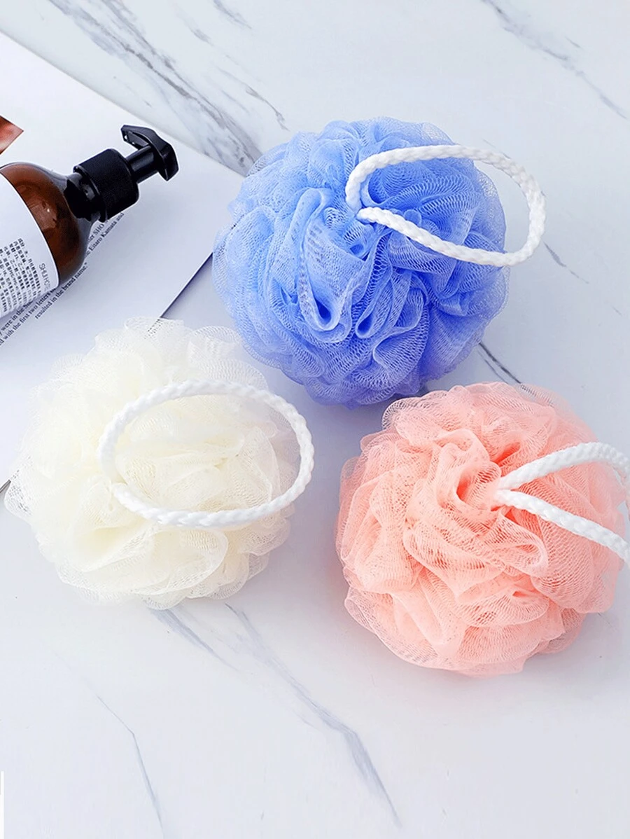 3pcs Cute Solid Color Floral Bathing Scrub Shower Sponge With Foaming ...