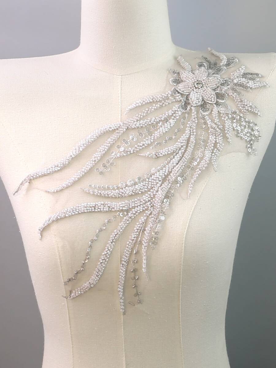 Multi-colored 3d Embroidery Patch With Beading For Wedding Dress ...
