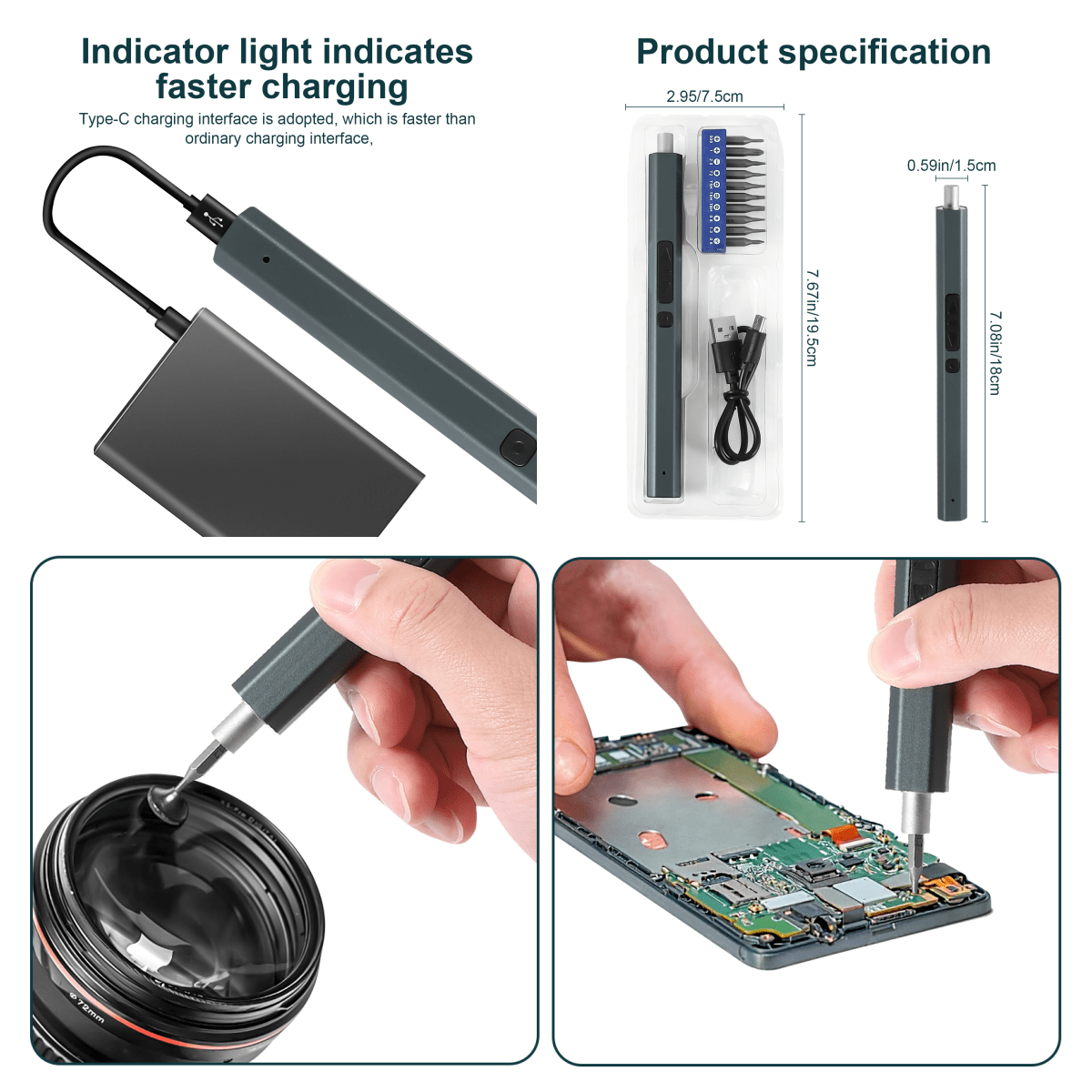 Electronic Electric Screwdriver 12 in 1 Automatic Screwdriver, Mini ...