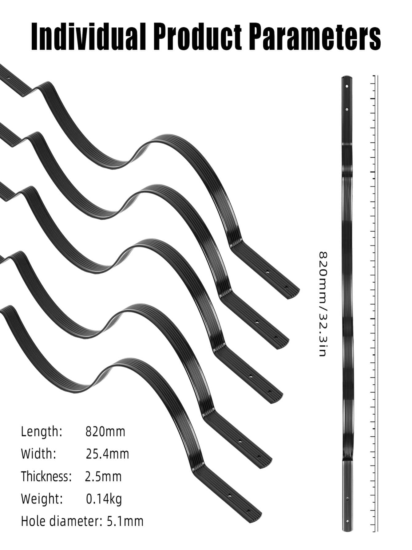 25 Pack Aluminum Deck Balusters, 32.25 x 1 x 0.2 inch Flat Straight ...