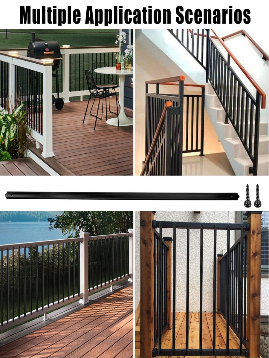 50 Pack Aluminum Deck Balusters, 32.25 x 1 x 0.2 inch Flat Straight ...