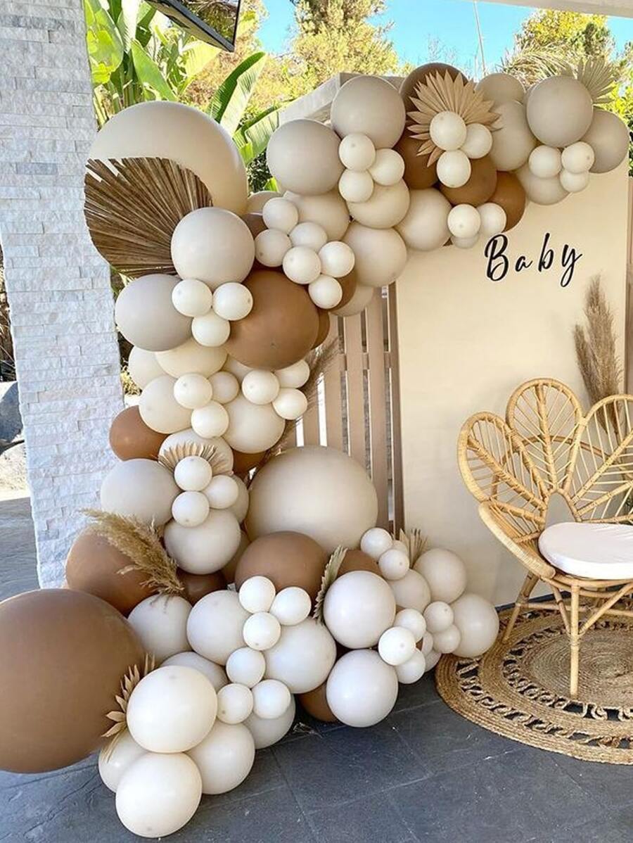 123pcs Beige Coffee Balloon Garland Arch Kit Rustic Wedding Birthday ...