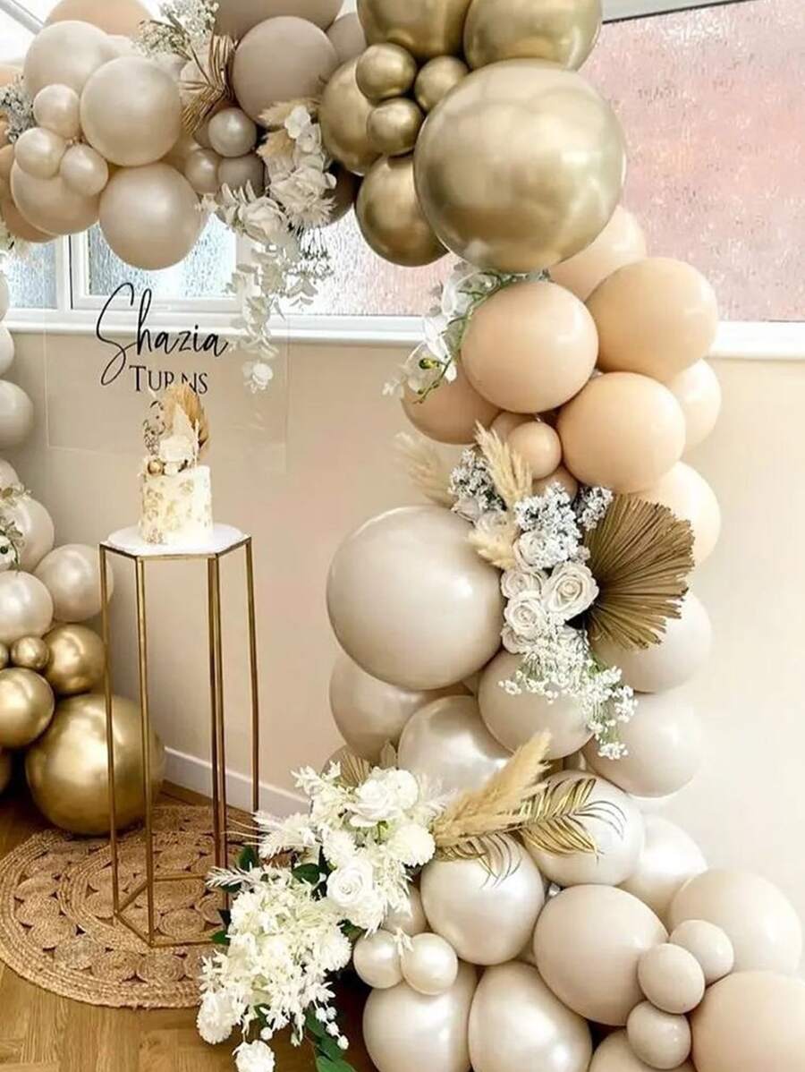 122pcs Beige Cream Gold Balloon Garland Arch Kit Bridal Shower Rustic ...