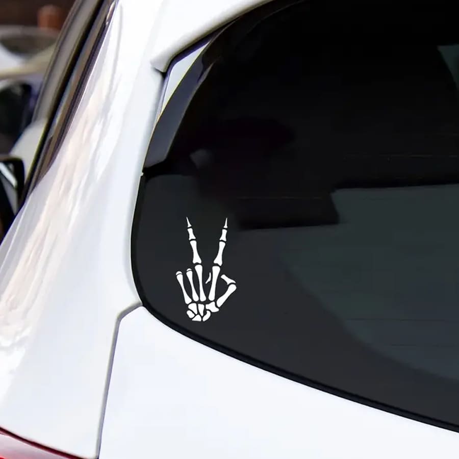 1pc Skull & Peace Hand Sign Car Sticker | SHEIN USA