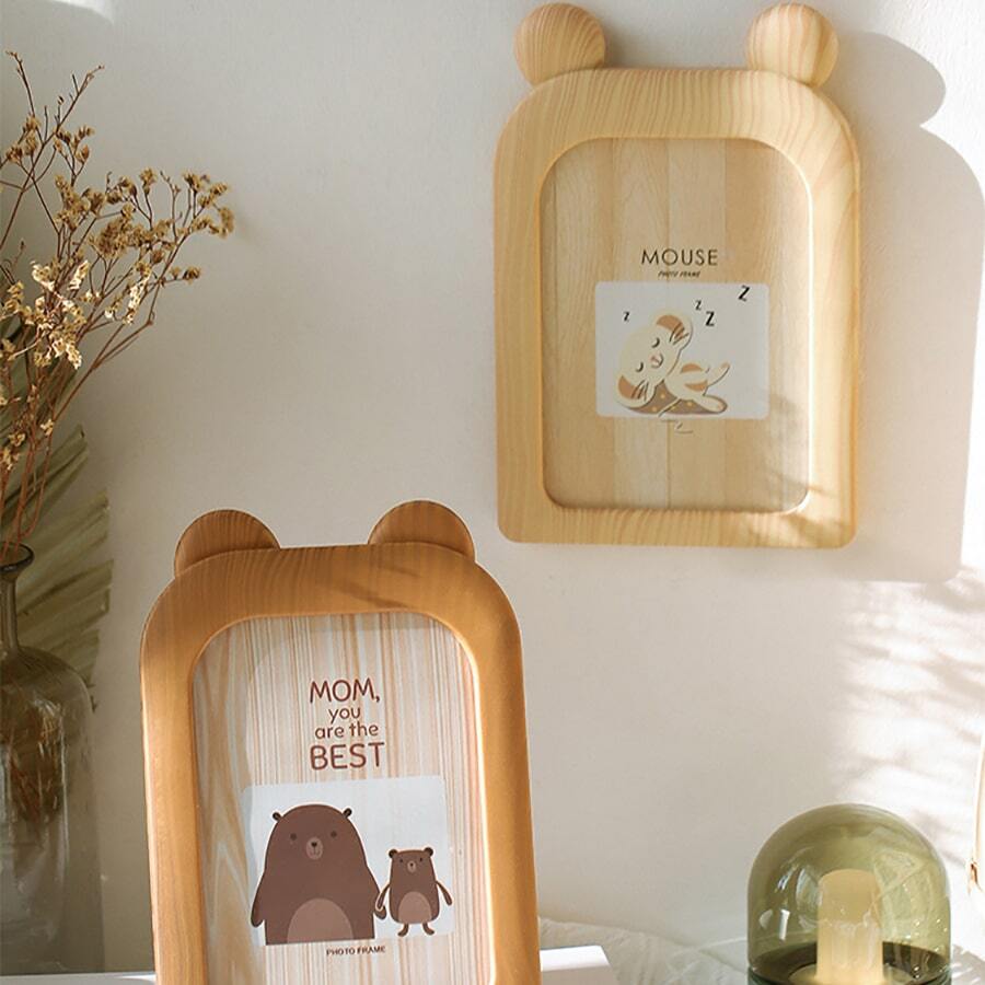 5x7 Photo Frame In Cartoon Plastic Wood Look, For Wall Or Tabletop ...