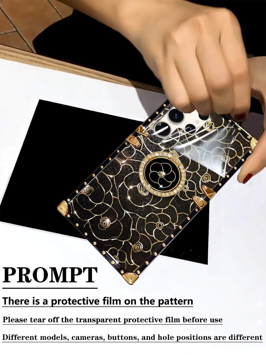 1pc Phantom Flower Square Phone Case Compatible With Apple IPhone ...