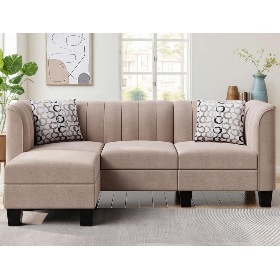 JAMFLY Sectional Sofa Couch for Living Room, Small 3-Seat L Shaped ...