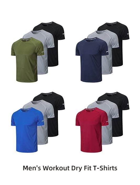 ZENGVEE Men's 3 Pack Workout Shirts Dry Fit Moisture Wicking Short ...
