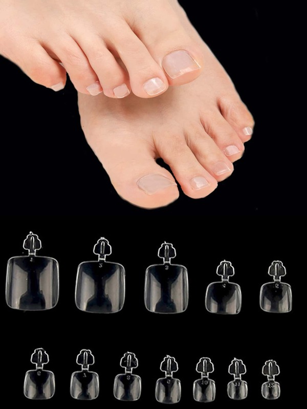 600Pcs Artificial Toe False Nail Art Tips Natural Full Cover Toenails ...