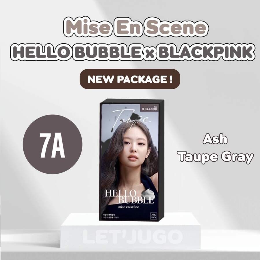 MISE EN SCENE All New Hello Bubble X Black and pink Hair Colour Kit #7A Ash Taupe Grey, Mild ...
