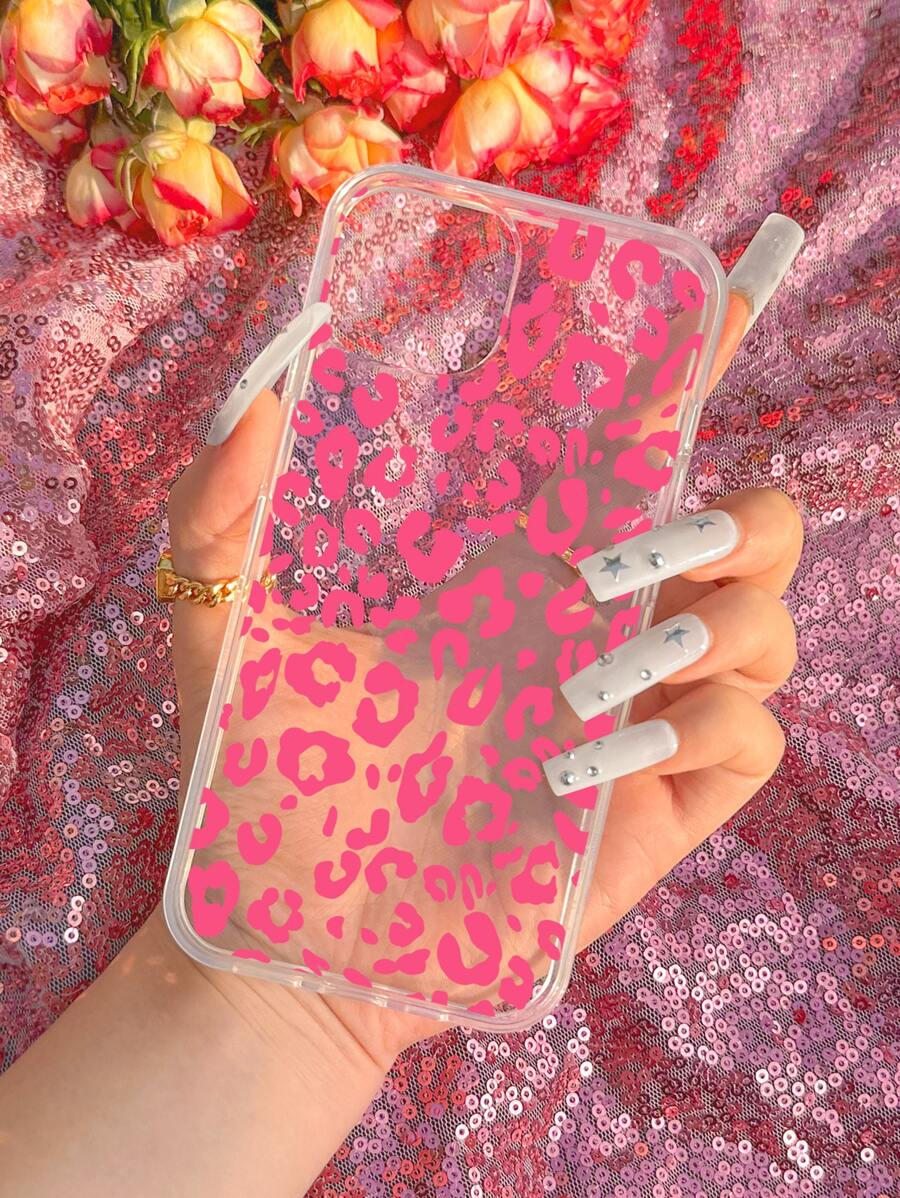 Apple Cheetah Pink Leopard Clear Phone Case | SHEIN UK
