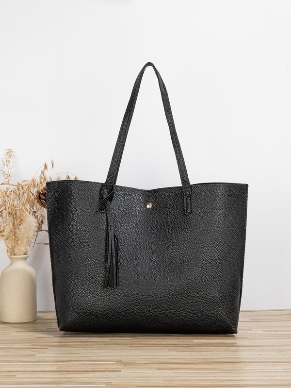 Simple Black Tote Bag | SHEIN USA